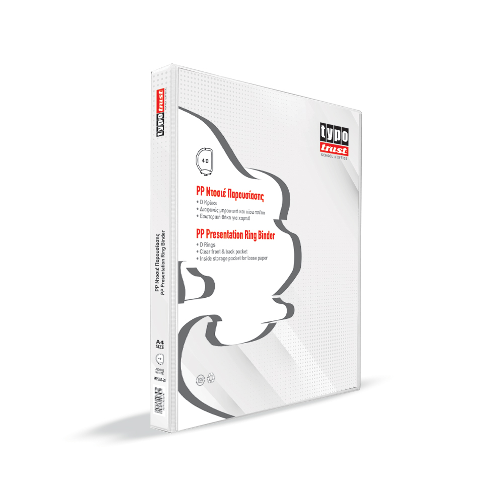 Λευκό Ντοσιέ Παρουσίασης 4D ράχη 3cm - Typotrust